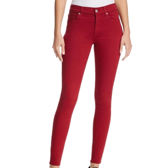 7 For All Mankind | Pants & Jumpsuits | 7 For All Man Kind Red Stretchy ...